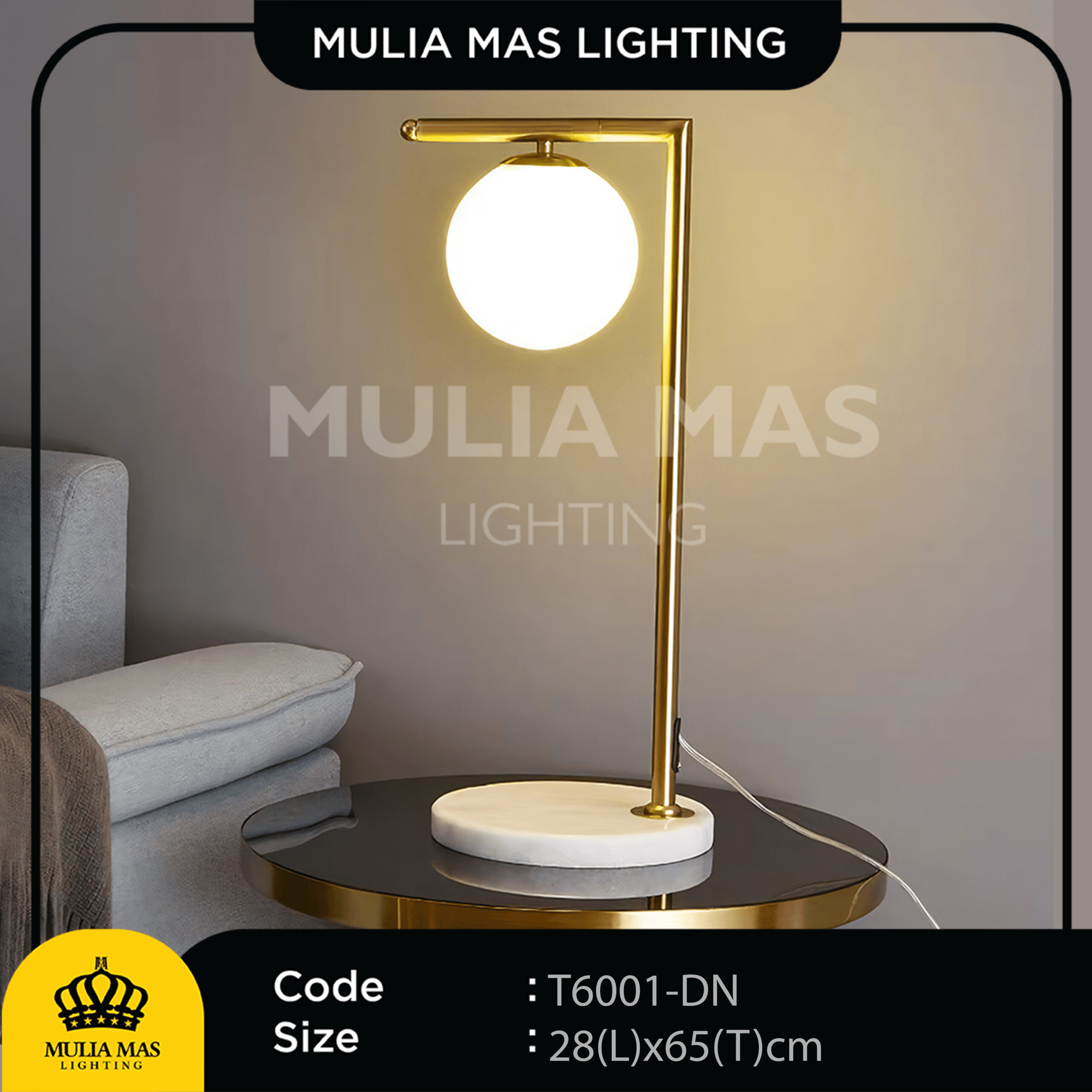 Lampu Meja Hias Bola Kaca Design Modern Ruang Tidur/Tamu Terkini T 6001 ...